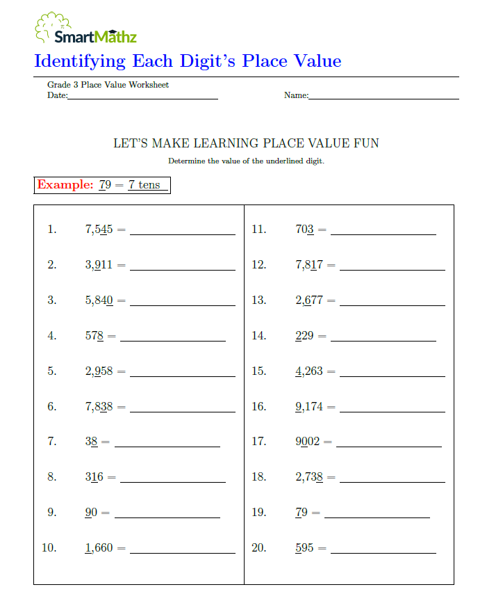 Identifying Each Digit's Place Value - SmartMathz
