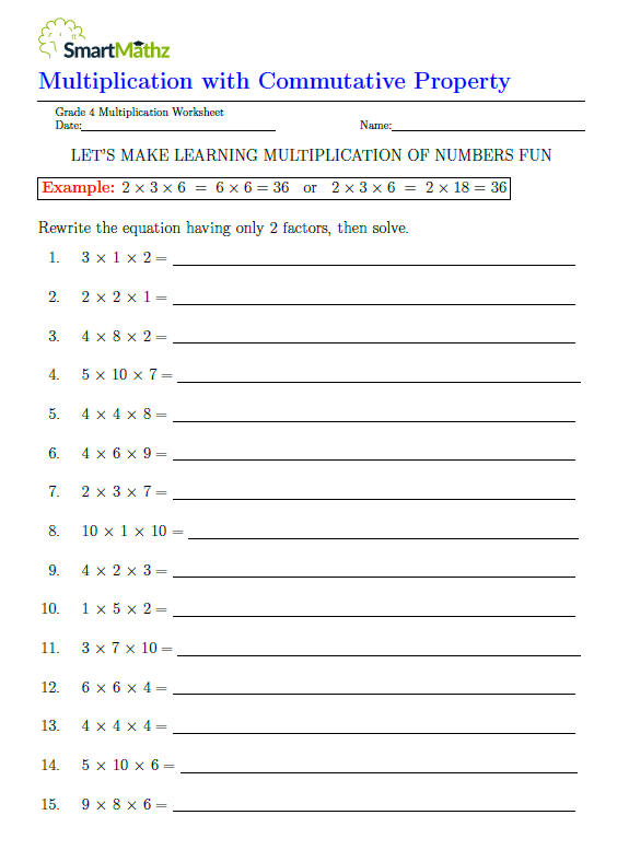 Multiplication with Commutative Property - SmartMathz