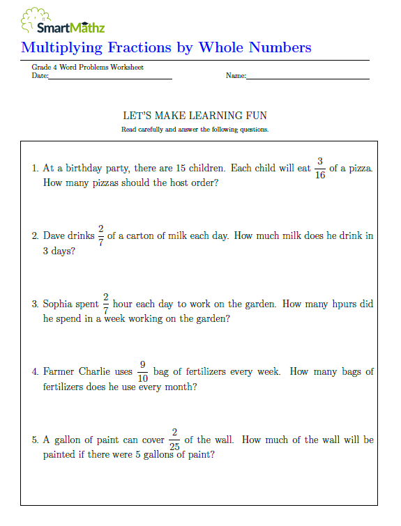 Multiplying Fractions by Whole Numbers - SmartMathz