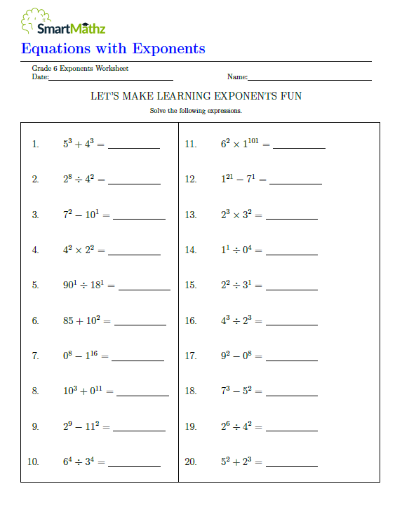 Equations with Exponents - SmartMathz