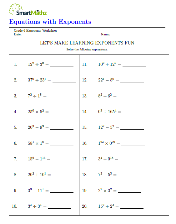 Equations with Exponents - SmartMathz