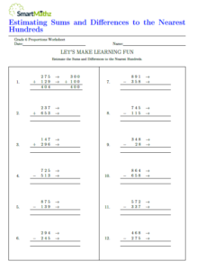 Estimating Sums and Differences to the Nearest Hundreds - SmartMathz
