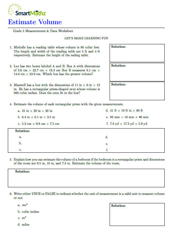 Estimate Volume - SmartMathz Estimate Volume - SmartMathz