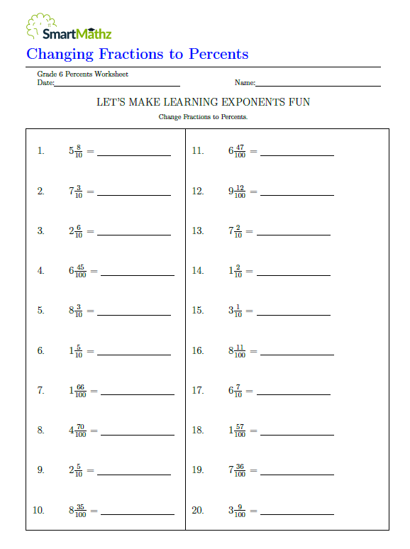 Changing Fractions to Percents - SmartMathz