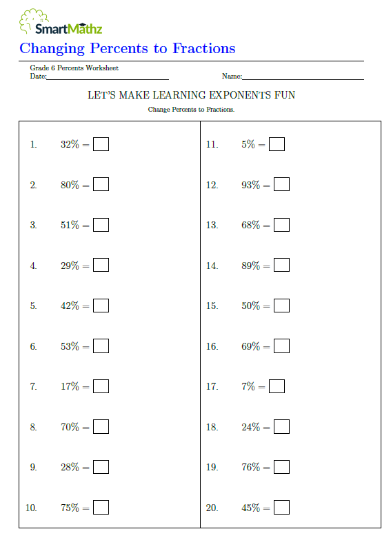 Changing Percents to Fractions - SmartMathz