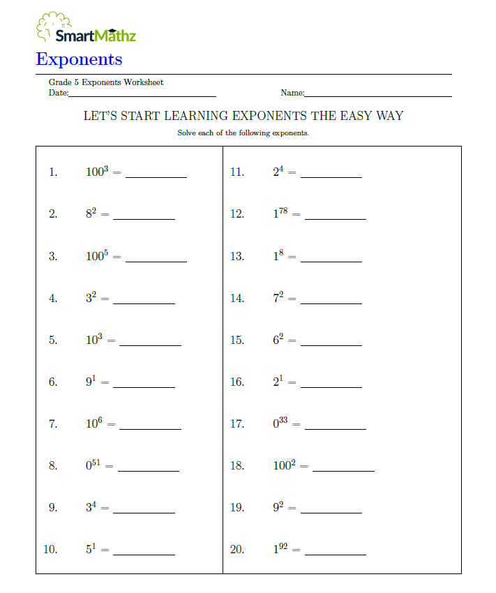 Exponents - SmartMathz