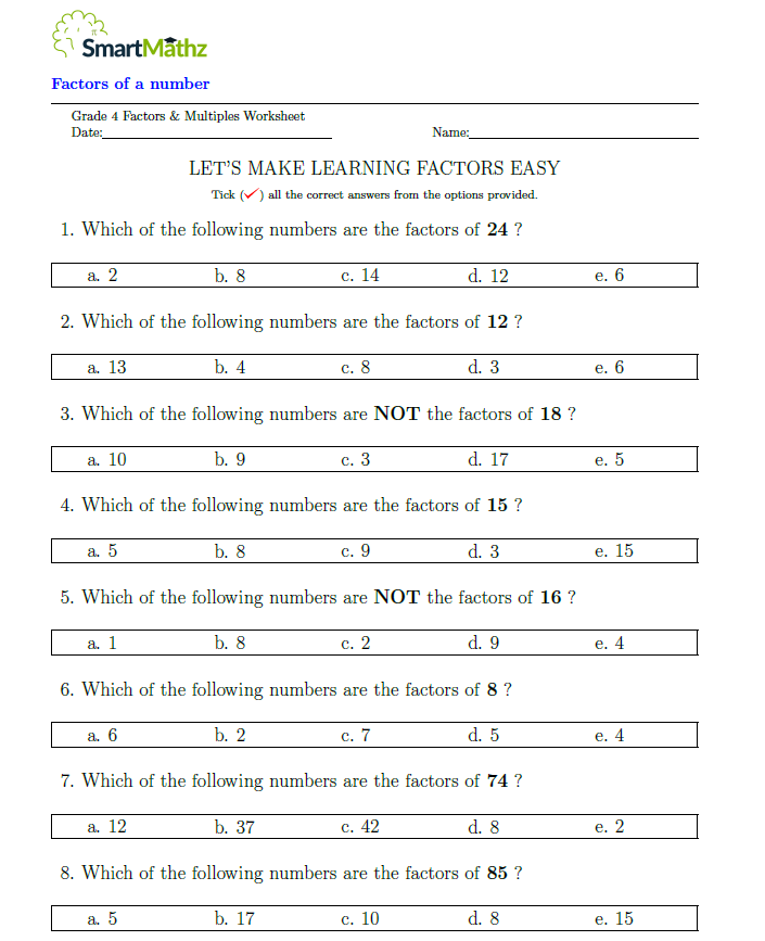 Factors of a number - SmartMathz
