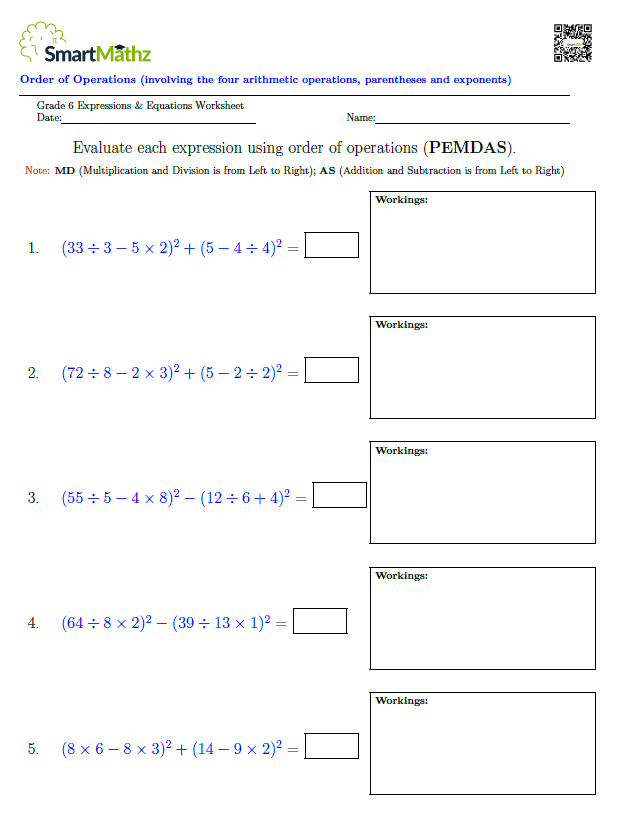 Order of Operations (Involving the four Arithmetic Operations ...