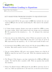 Word Problems leading to Equations - SmartMathz