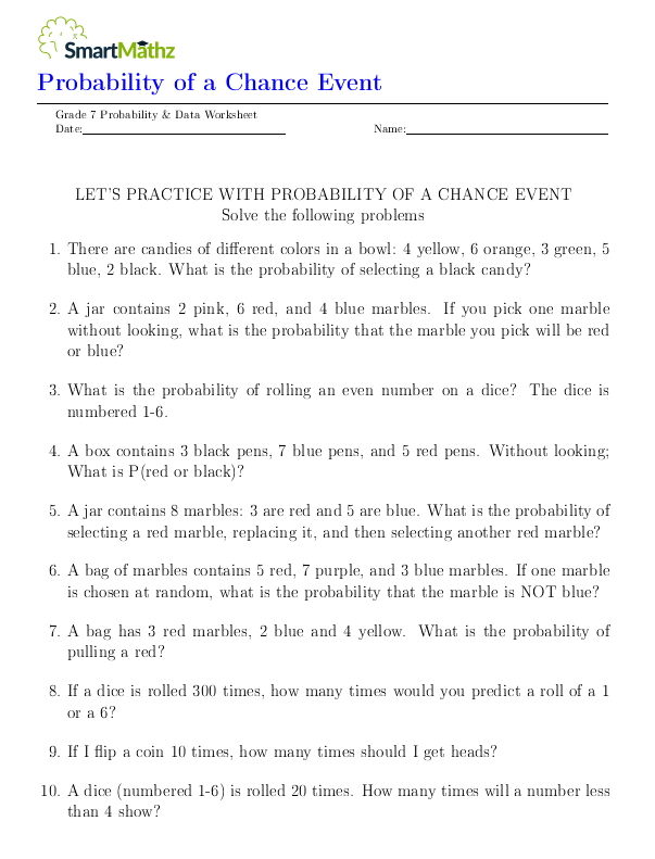 Probability of Chance Event - SmartMathz