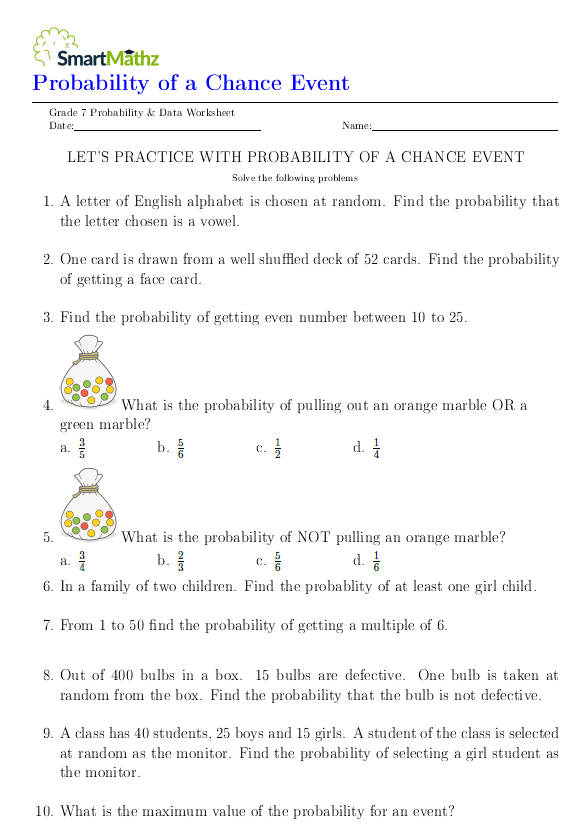 Probability of Chance Event - SmartMathz