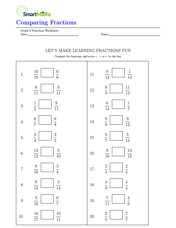 Comparing Fractions - SmartMathz